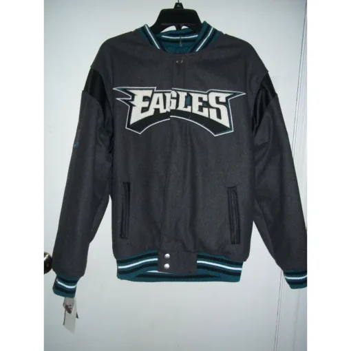 Philadelphia Eagles Super Bowl Jacket - Biker Black Jacket