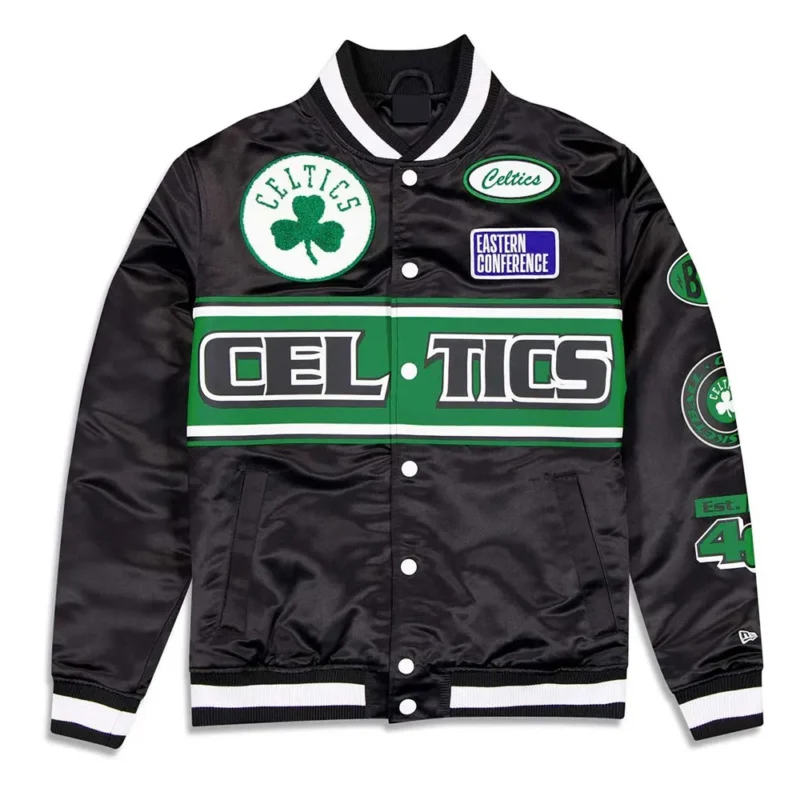 Boston Celtics Rally Drive 2024 Jacket - Biker Black Jacket